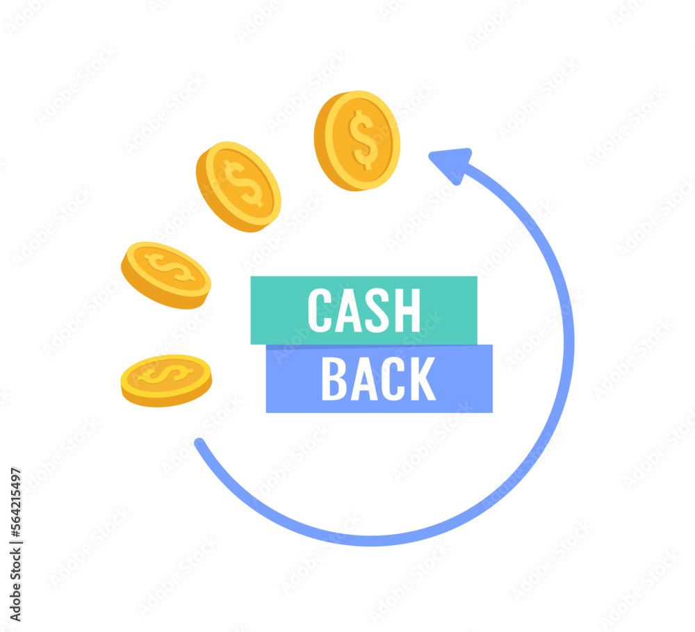 Cashback service icon. Vector illustration of cash back money ...