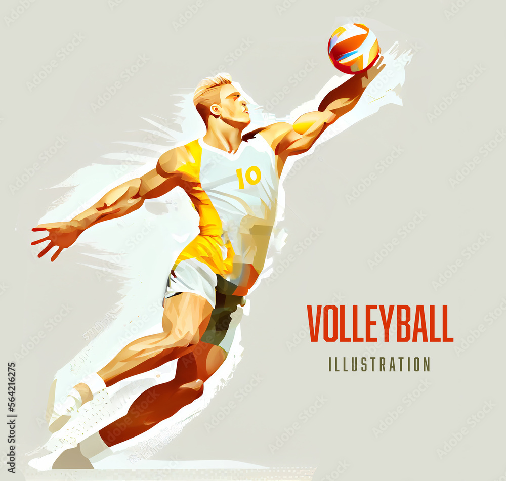 Realistic volleyball player on white background. Volleyball player man ...