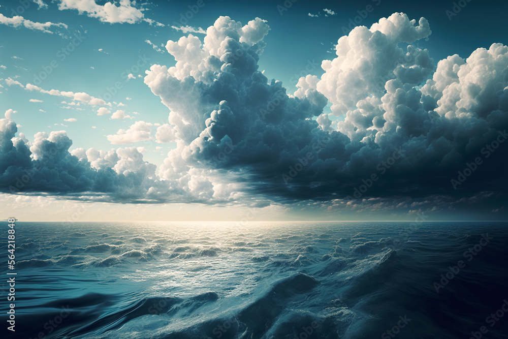 Background with clear water and reflecting clouds, clear ocean ...