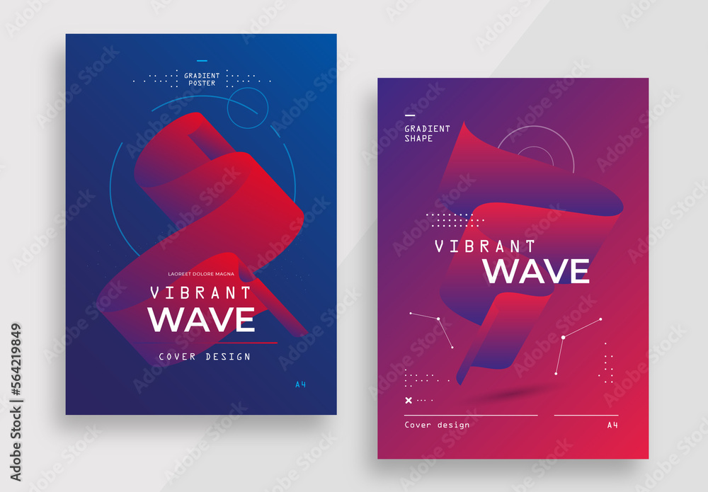 Abstract Poster Layout with Red Gradient Wave Stock Template | Adobe Stock