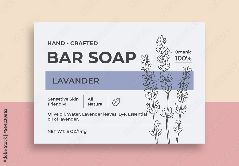 Bar Soap Lavender Label Layout for Package Stock Template | Adobe Stock