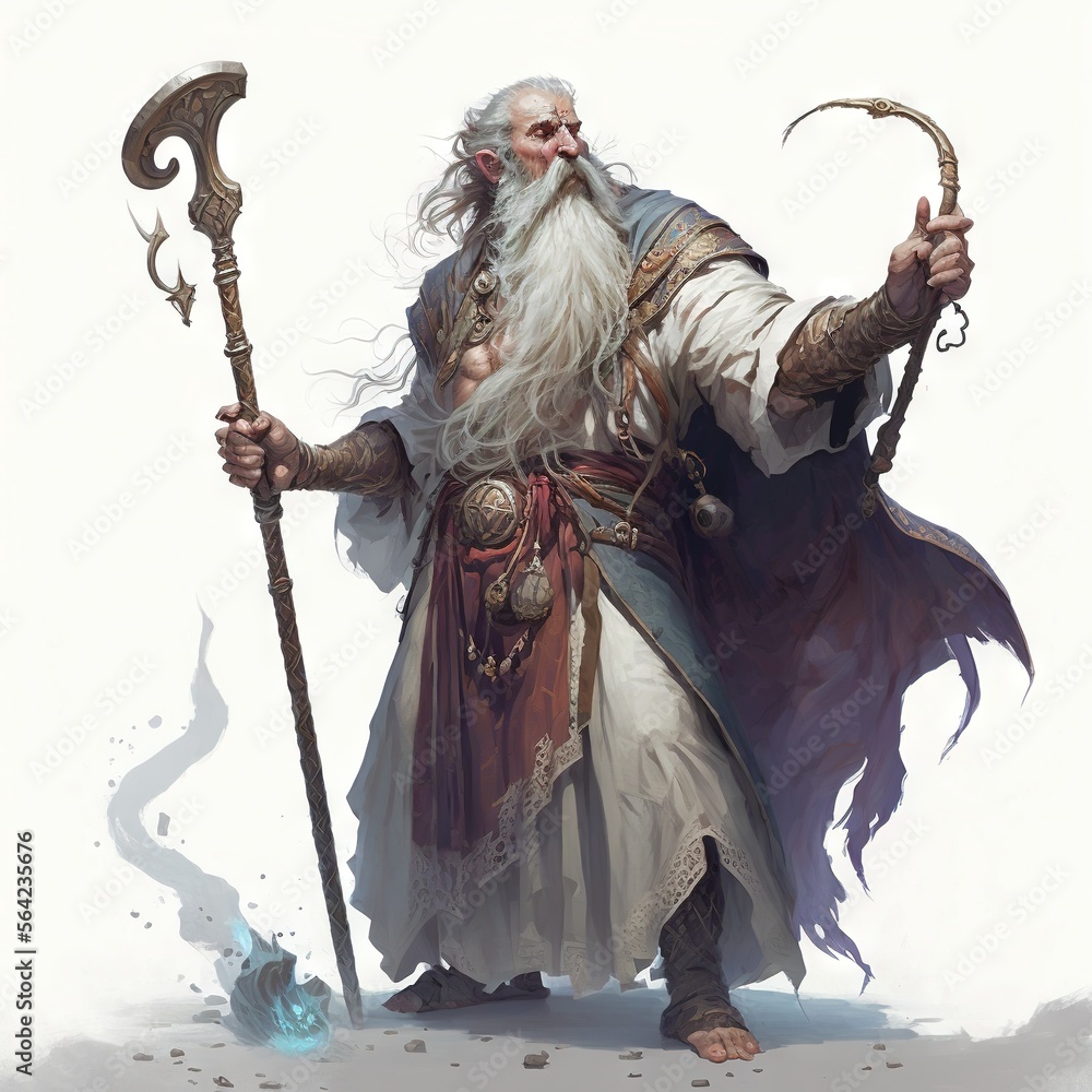 Fantasy RPG Holy Mage drawing, white background, created with ...