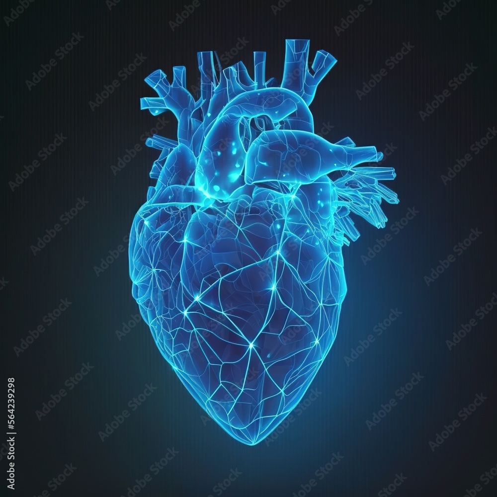 Human heart Illustration in glowing design 3d effect with isolated ...