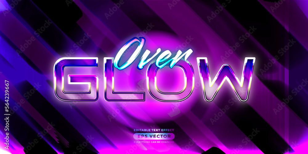 Over glow editable text style effect in retro look design with ...