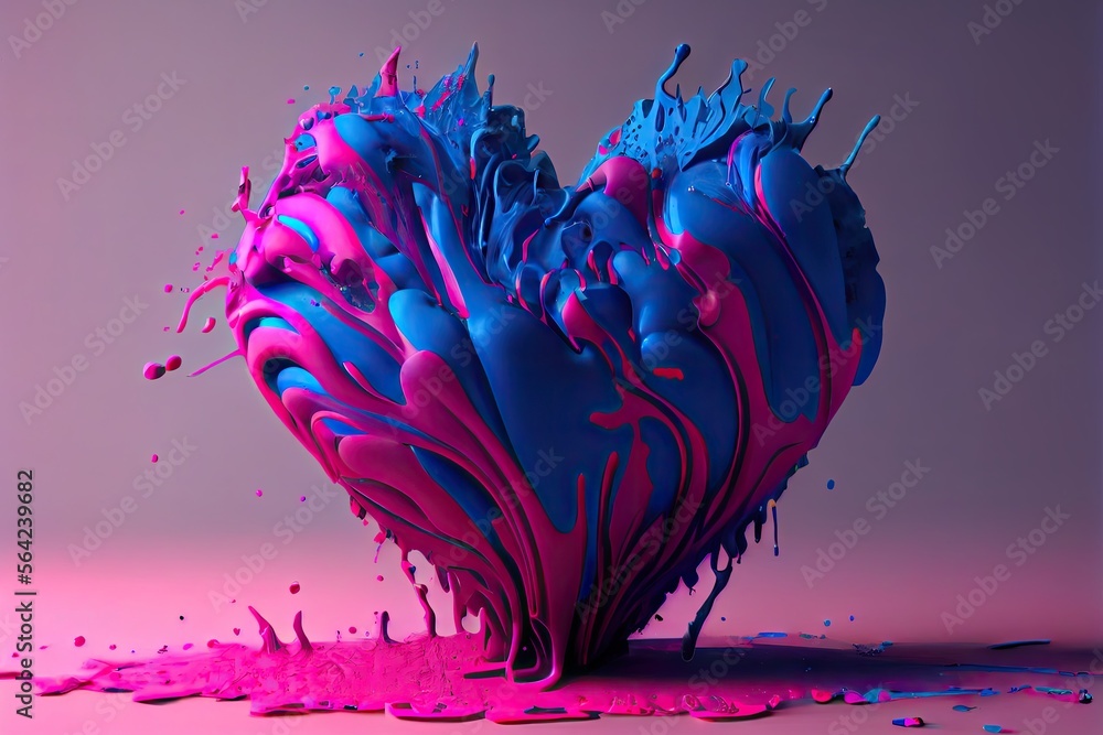 Realistic heart-shaped paint splatter explosion wallpaper (generative ...
