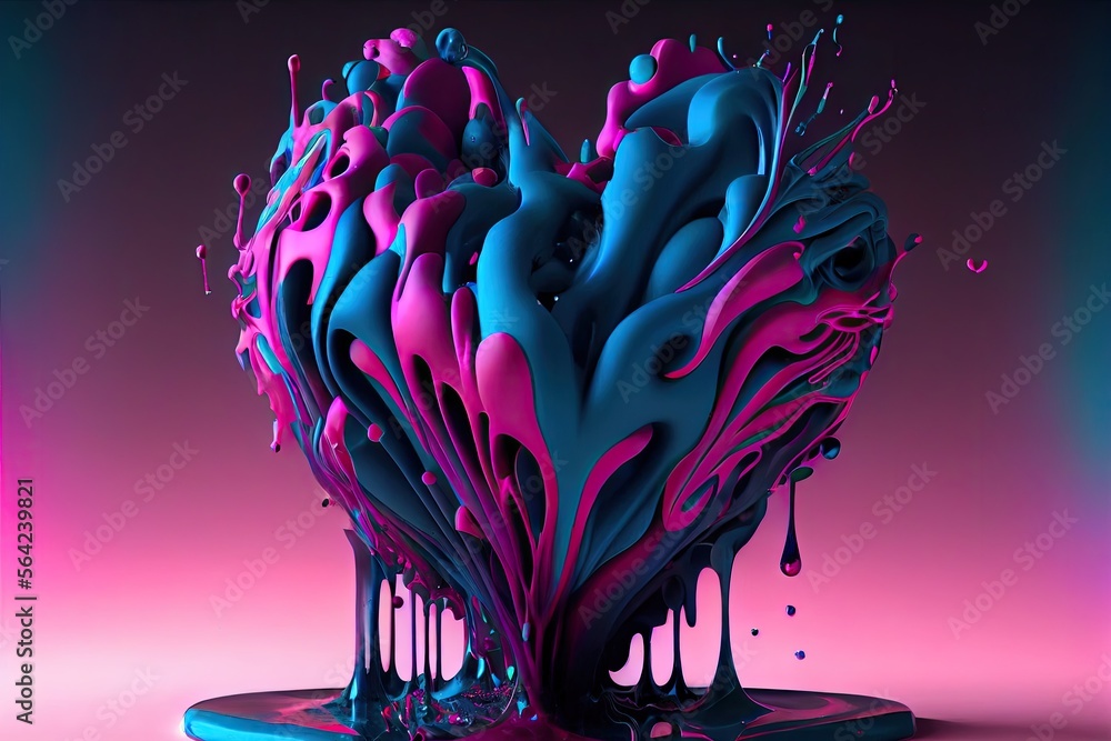 Realistic heart-shaped paint splatter explosion wallpaper (generative ...