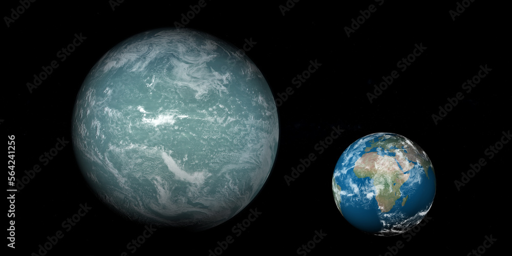 Size comparative of exoplanet Kepler 22b and Earth planet Stock ...