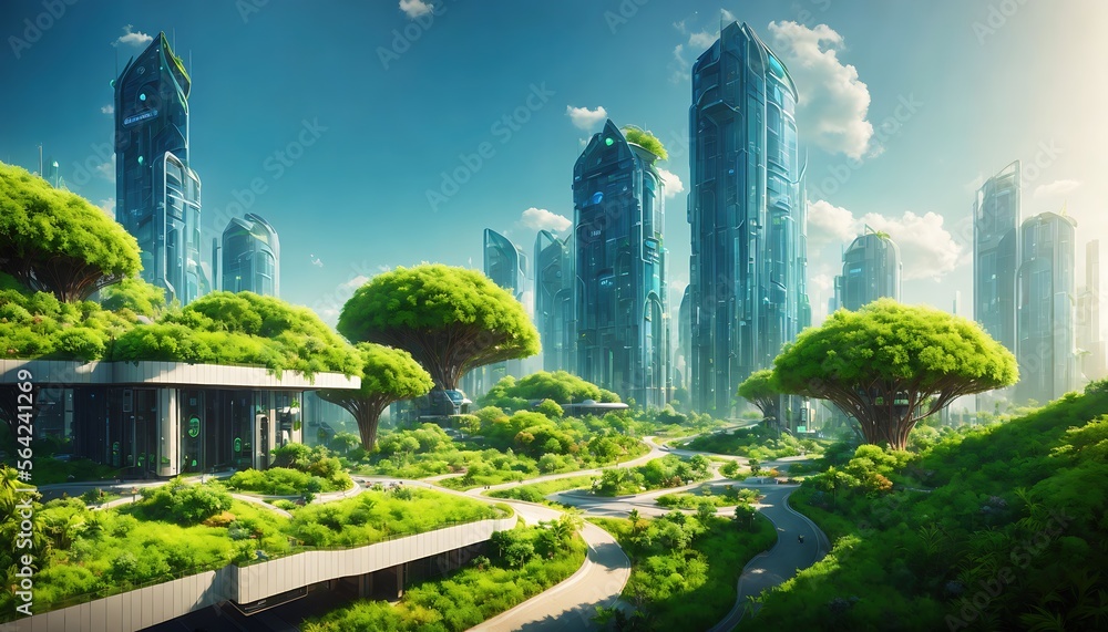 A futuristic eco city utopia plants buildings vegetation - created with ... A futuristic eco city utopia plants buildings vegetation - created with ...
