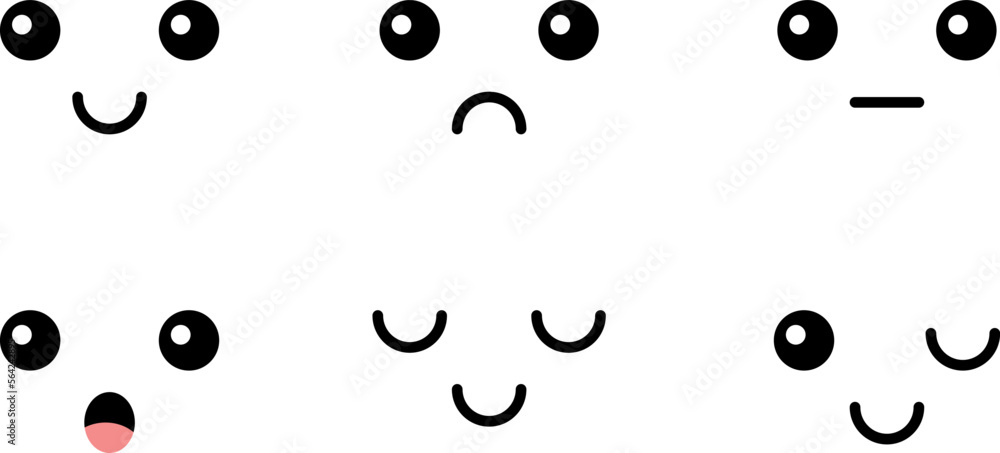 Cute Emotion Templates Vector Cute Emotion Templates Cheerful And Sad Surprised And Winking