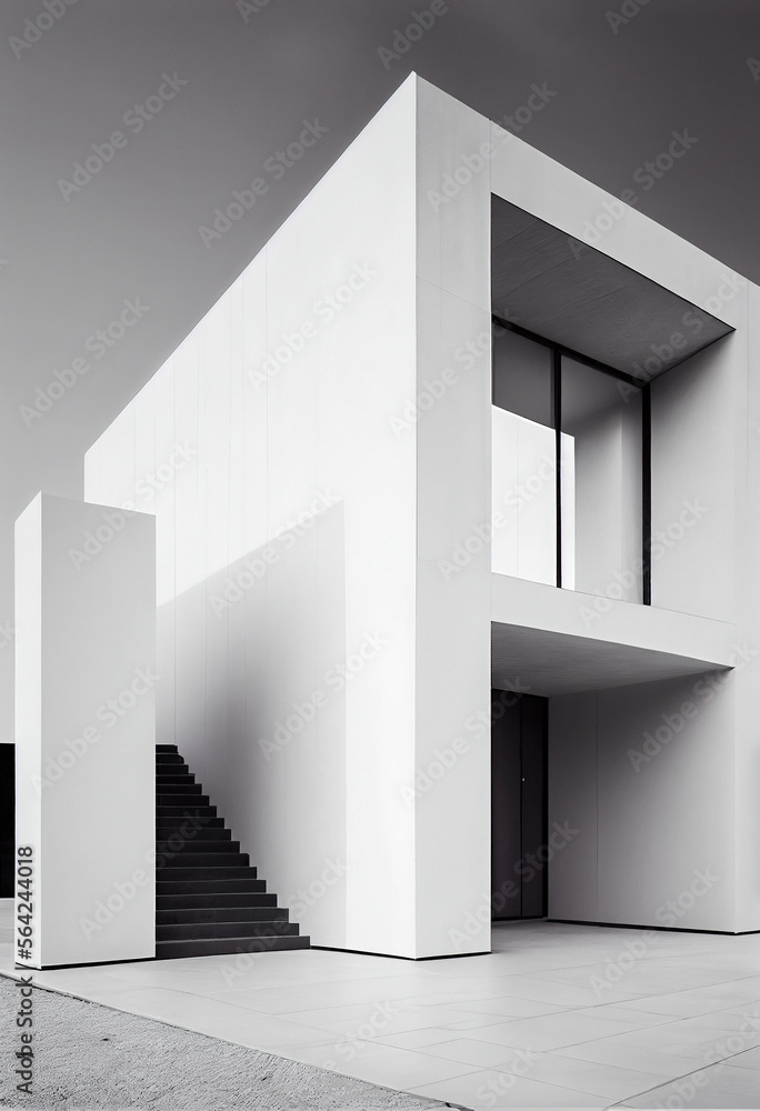 The white minimalist architecture emphasizes simplicity and ...