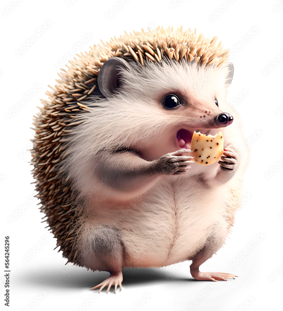 cute hedgehog snacking on food, isolated on transparent background ...