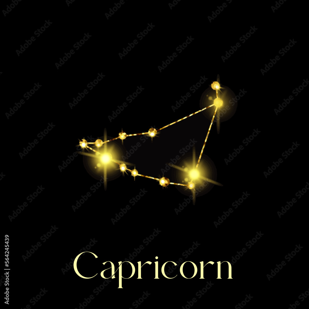 Horoscope Capricorn Constellations of the zodiac sign from a golden ...