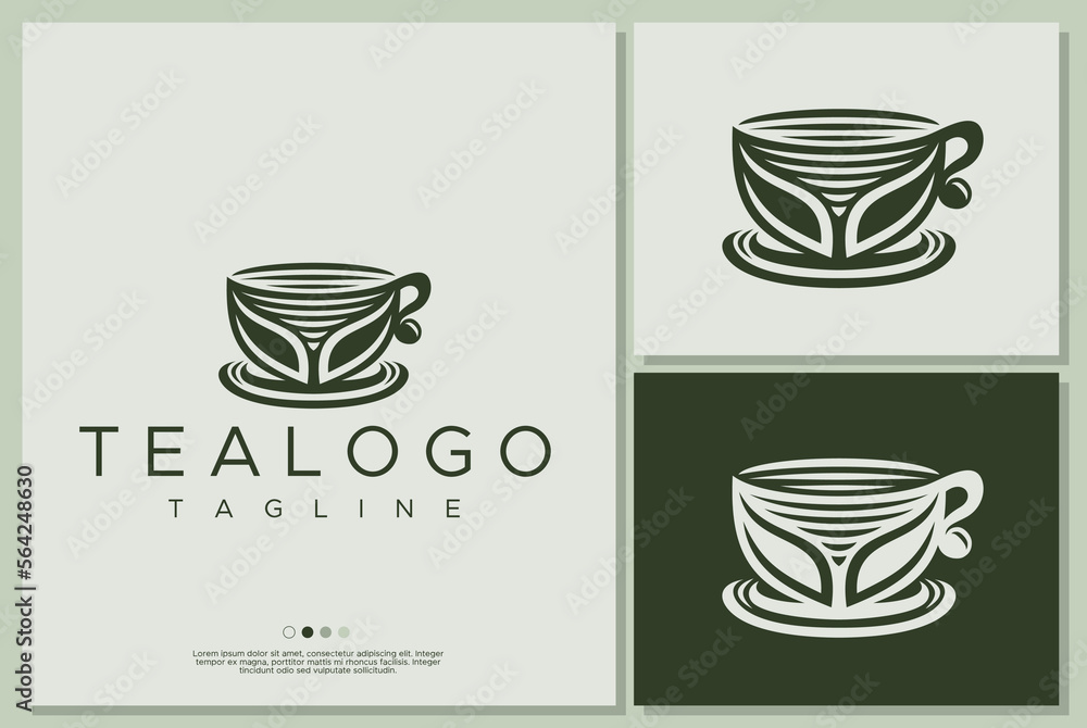 tea cup logo branding. tea minimal logo. drink tea logo design. tea ...