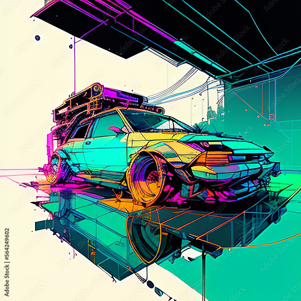 futuristic car in futuristic style - generative ai illustration Stock ...