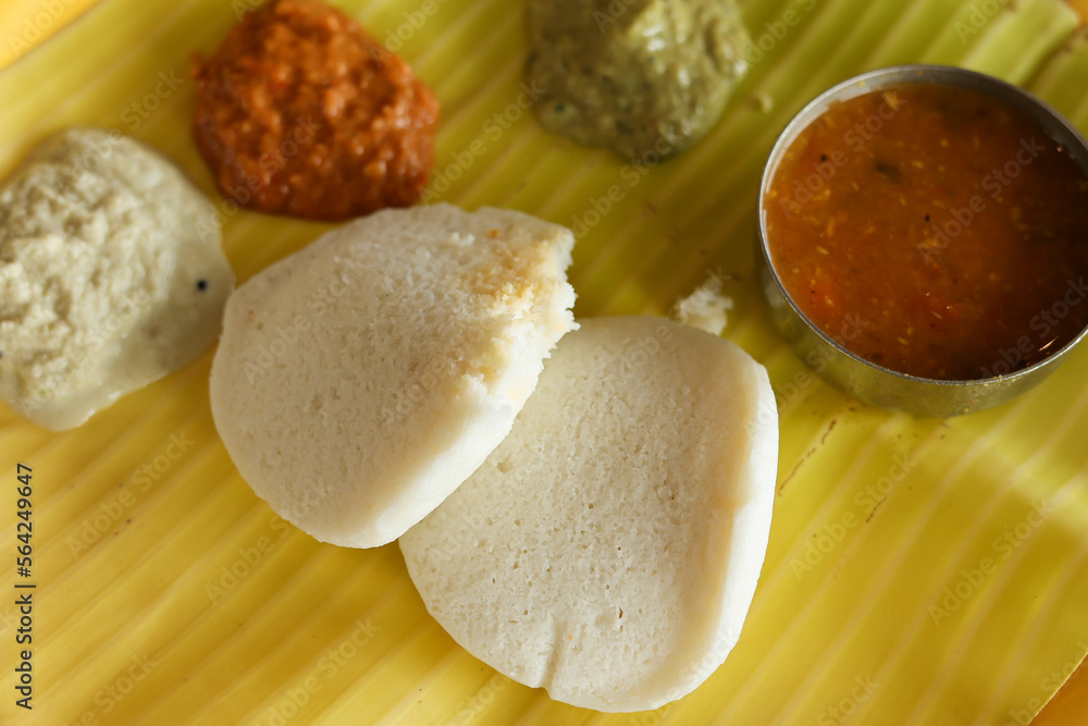 Many Idli or small button idly breakfast of Kerala Tamil Nadu South ...