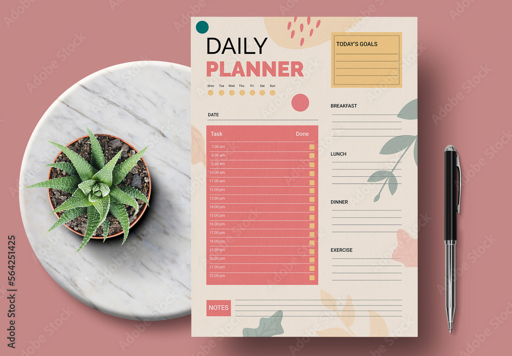 Daily Planner Design Template Stock Template | Adobe Stock