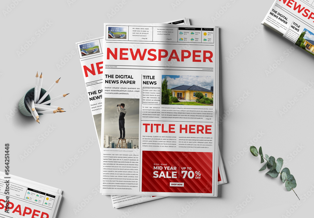 Digital Newspaper Design Template Stock Template | Adobe Stock