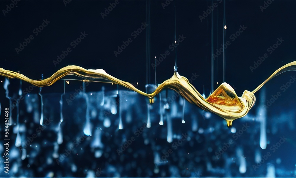 blue and gold liquid flow background created with Generative AI Stock ...