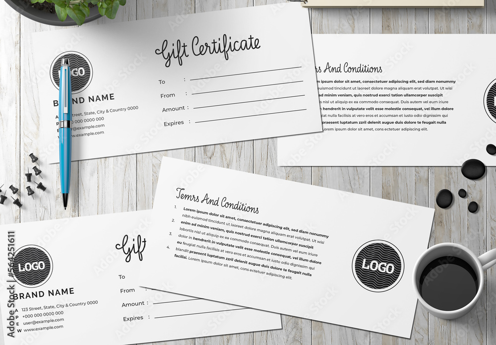 Gift Certificate Design Layout Stock Template | Adobe Stock