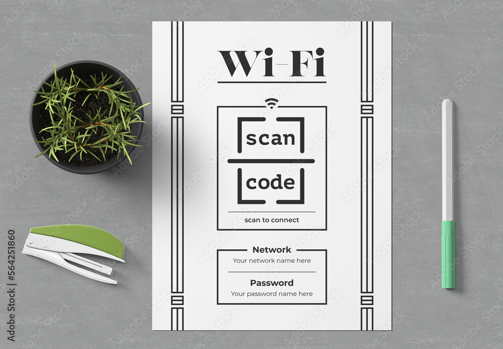 Modelo de Scan Wifi Password Design Template do Stock | Adobe Stock Modelo de Scan Wifi Password Design Template do Stock | Adobe Stock