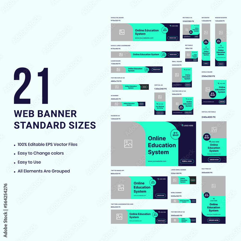 Online education system web set banner design template. Online learning ...