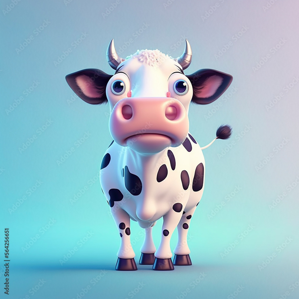 Cartoon cow with lovely pastel color and a perfectly detailed entire ...