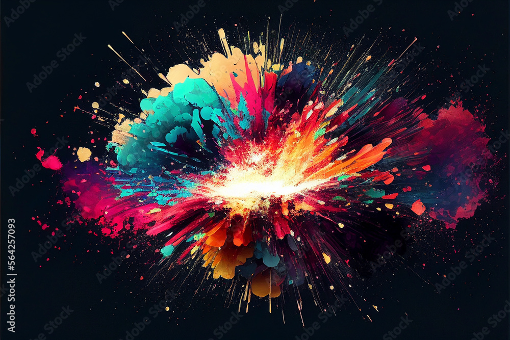 Color explosion - Abstract oil painting - Generative Ai Stock ...