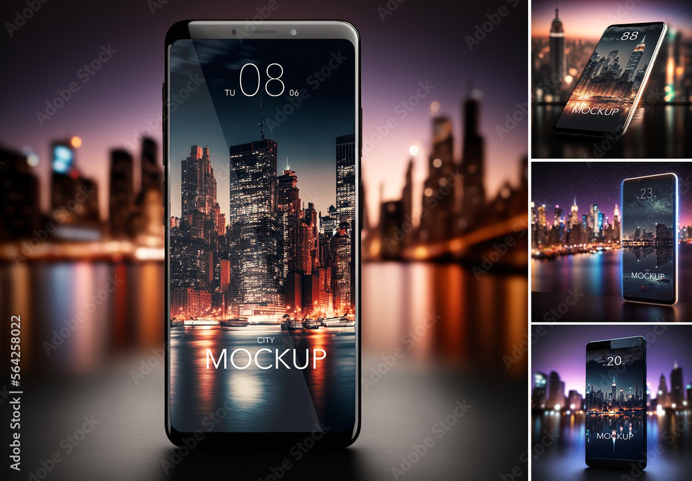 Simple and clean mobile phone bundle mockup Stock Template | Adobe Stock