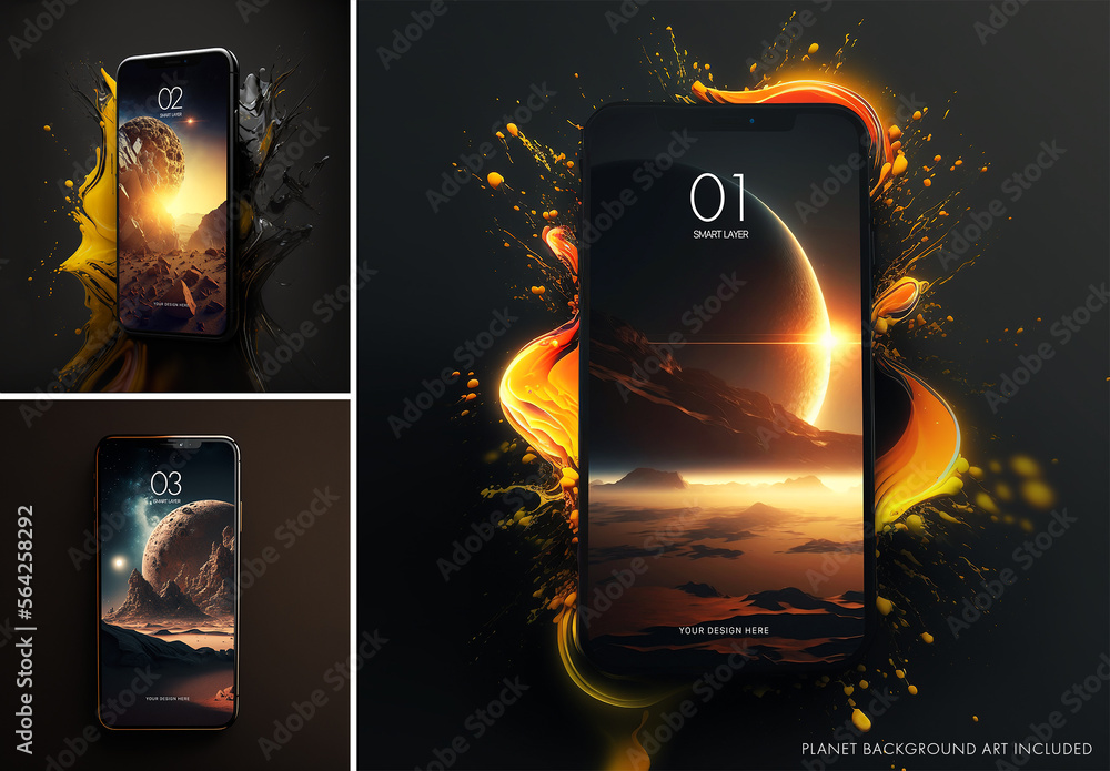 Mobile phone bundle mockup Stock Template | Adobe Stock