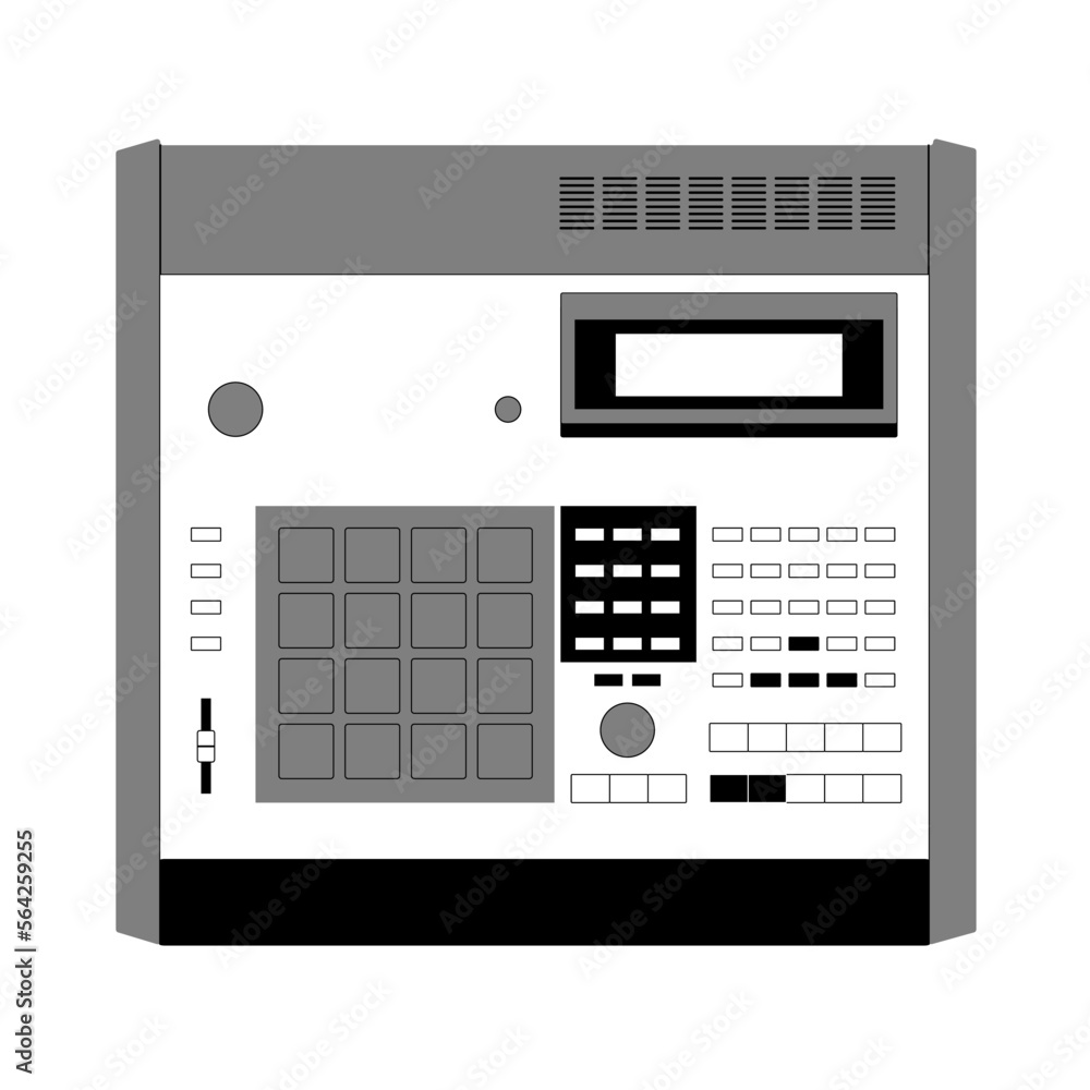 Vector illustration of classic MIDI Production Center sampler AKAI MPC ...
