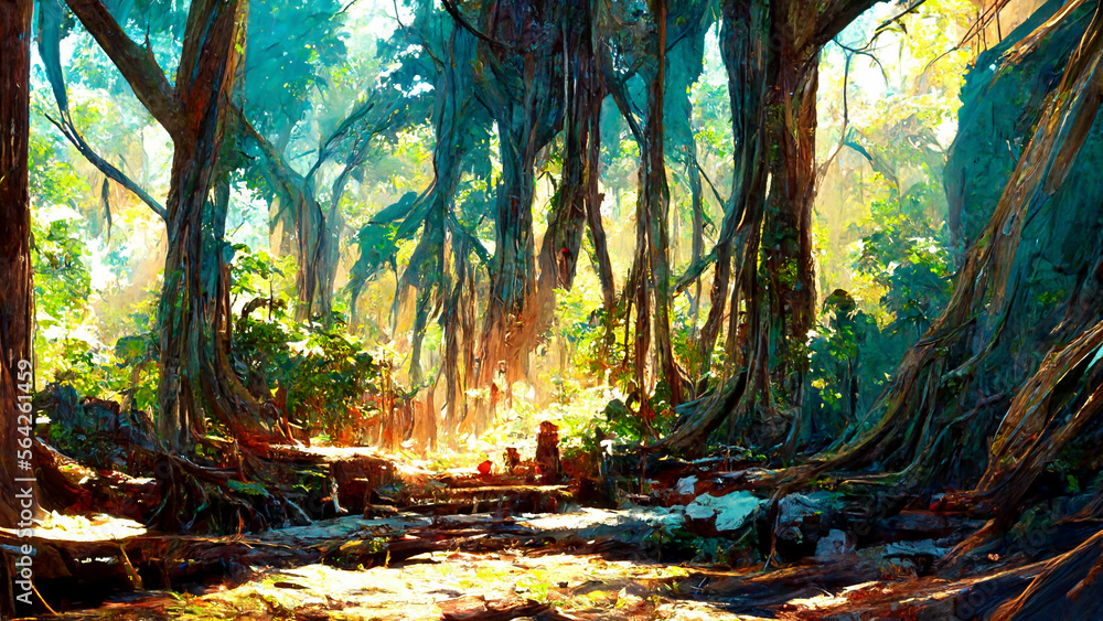 forest Mayan style ancient culture illustration art Generative AI ...