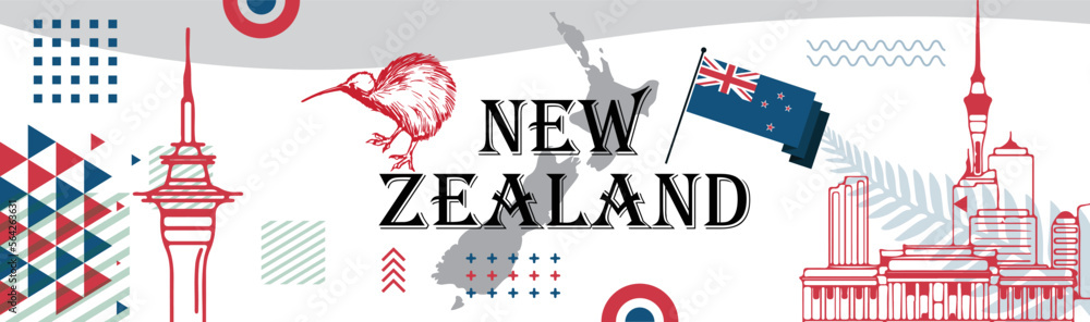 New Zealand day banner design for February. Abstract geometric banner ...