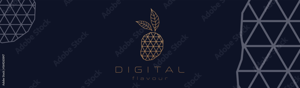 A digital logo design of mango in line art style. A modern ...