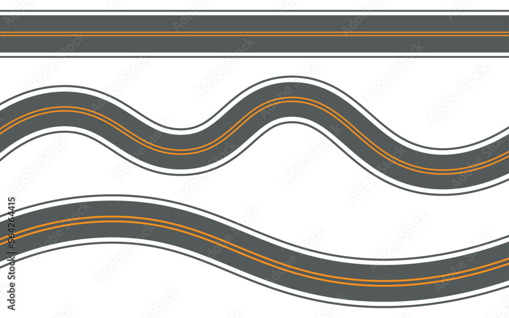 Winding road vector highway path long street asphalt isolated ...