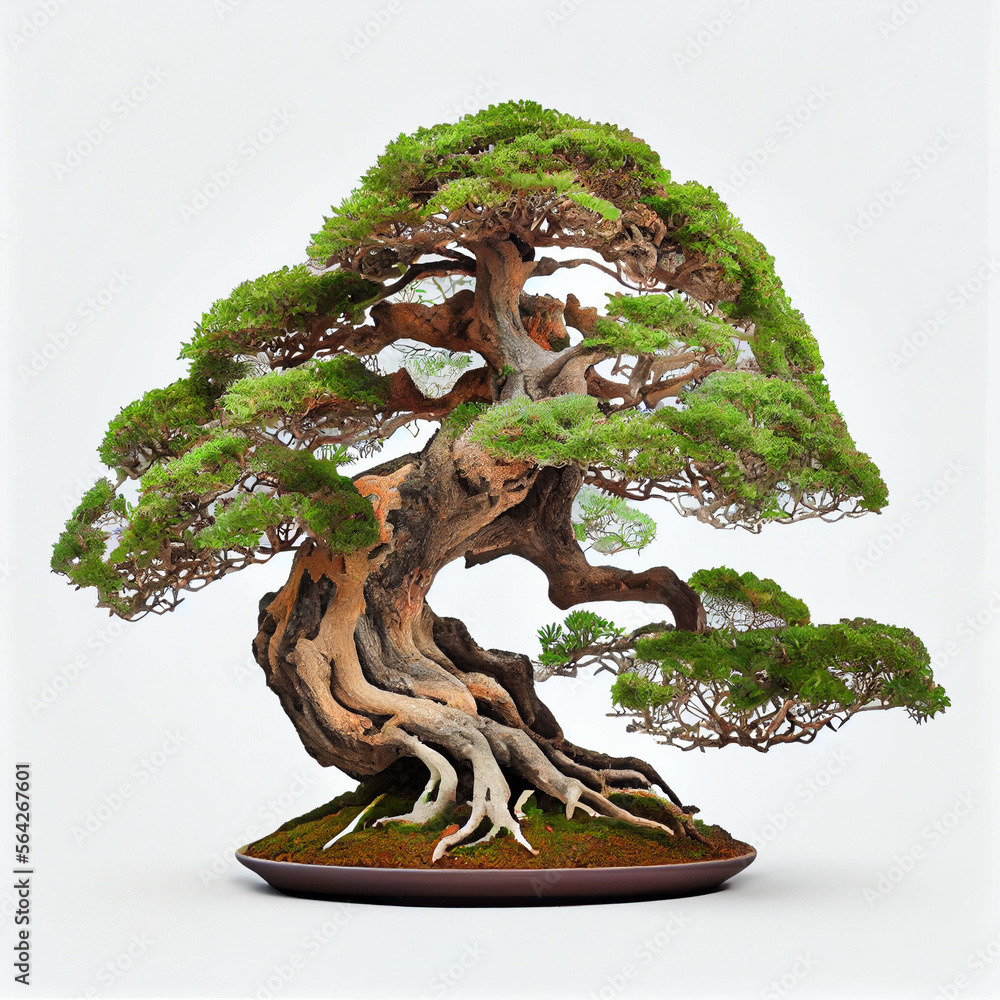 bonsai tree isolated on white Stock Illustration | Adobe Stock