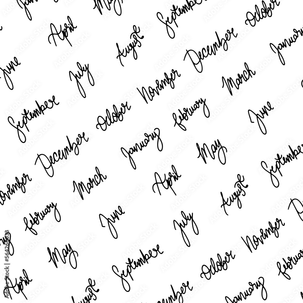 Month of the year. Hand written lettering isolated on white background ...