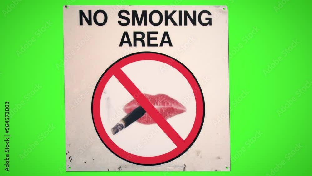 No Smoking Area Sign Female Mouth Smoke Cigarette Green Screen ...