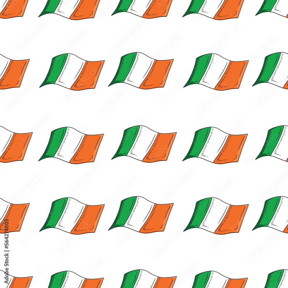 Seamlesspattern with green white and orange Ireland flag isolated on ...
