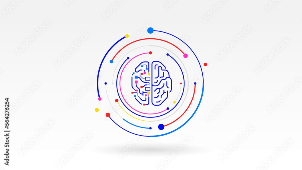 Human and Ai Brain circuit tech concept icon Stock Vector | Adobe Stock