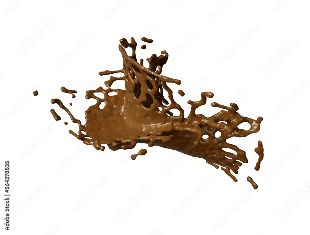 Chocolate stream and wave isolated chocolate wave in transparent ...