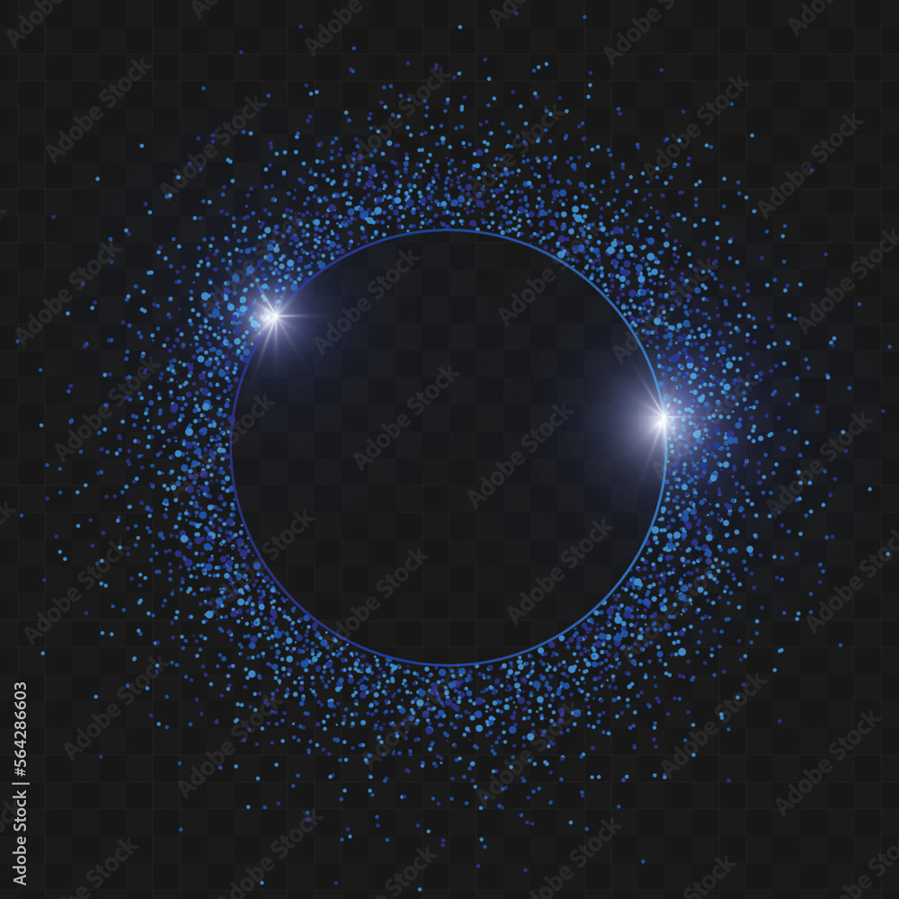 Blue glitter circle frame with particles Stock Vector | Adobe Stock