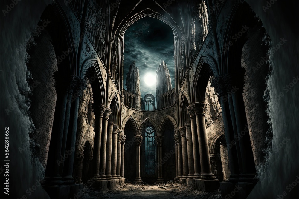 Gothic Cathedral Interior Ruins