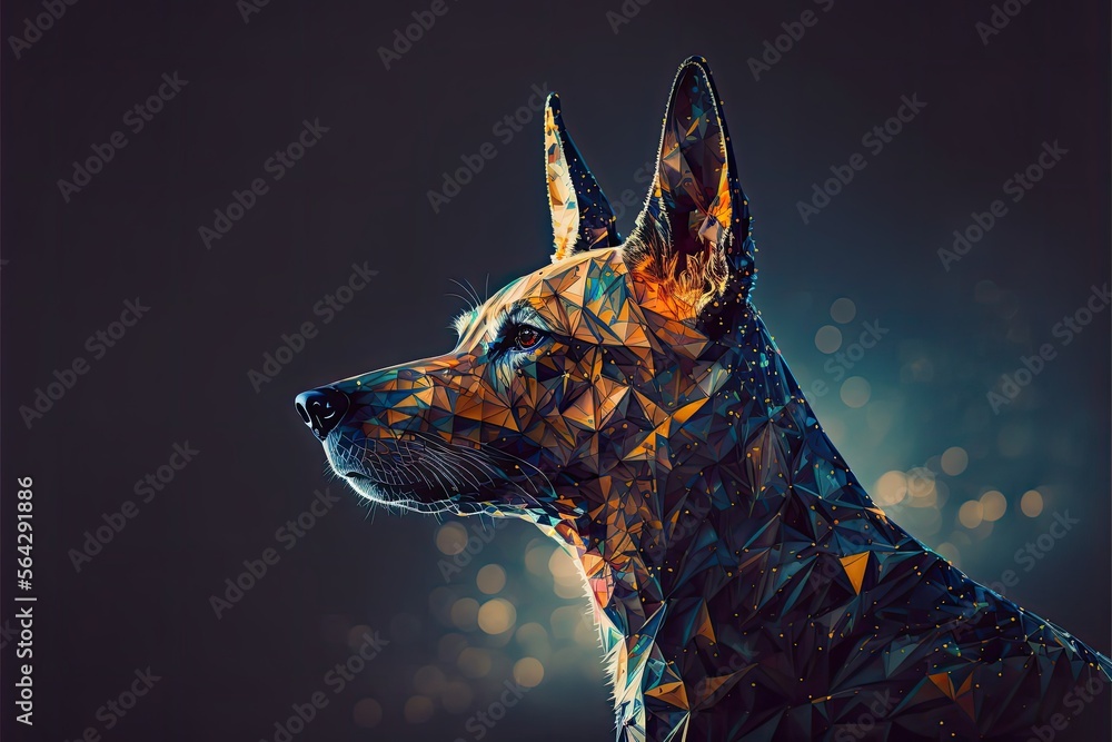 Realistic Low Poly Dog Portrait, Colourful Polygonal Shapes. Ai ...