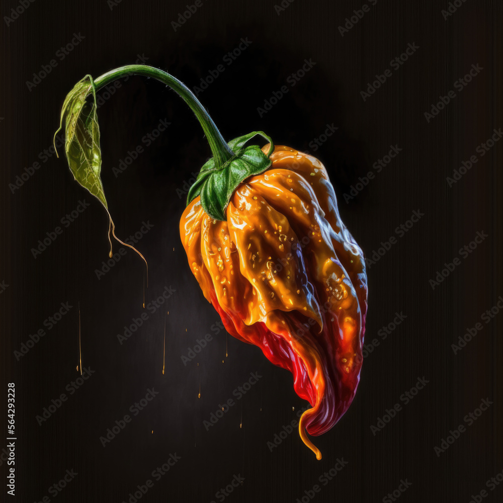 Carolina reaper hot pepper. Generative AI Stock Illustration | Adobe Stock