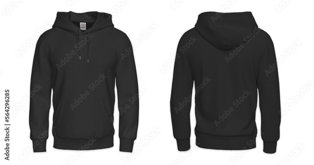 Hoodie jacket template mockup , hoodie with pocket and drawstrings ...