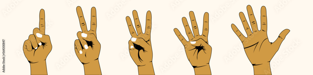 counting hands vector illustrations. counting 1-5 hand vector. Counting ...