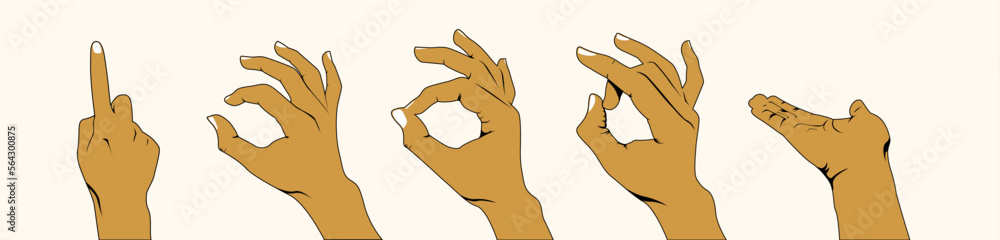 agreement Hand gestures cartoon illustrations. communication language ...