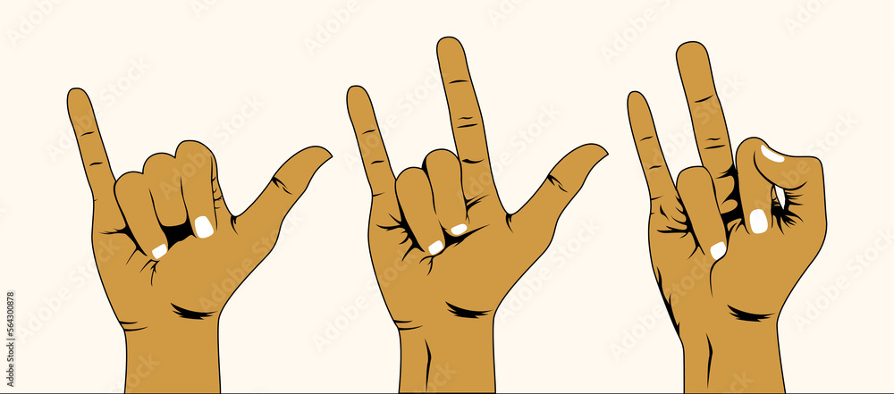 Hand gestures cartoon illustrations. communication language, pose and ...