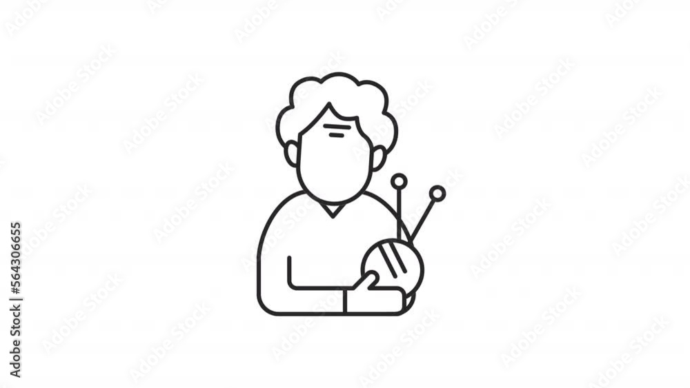 Animated elders linear icons. Grandmother and grandfather. Senile man ...