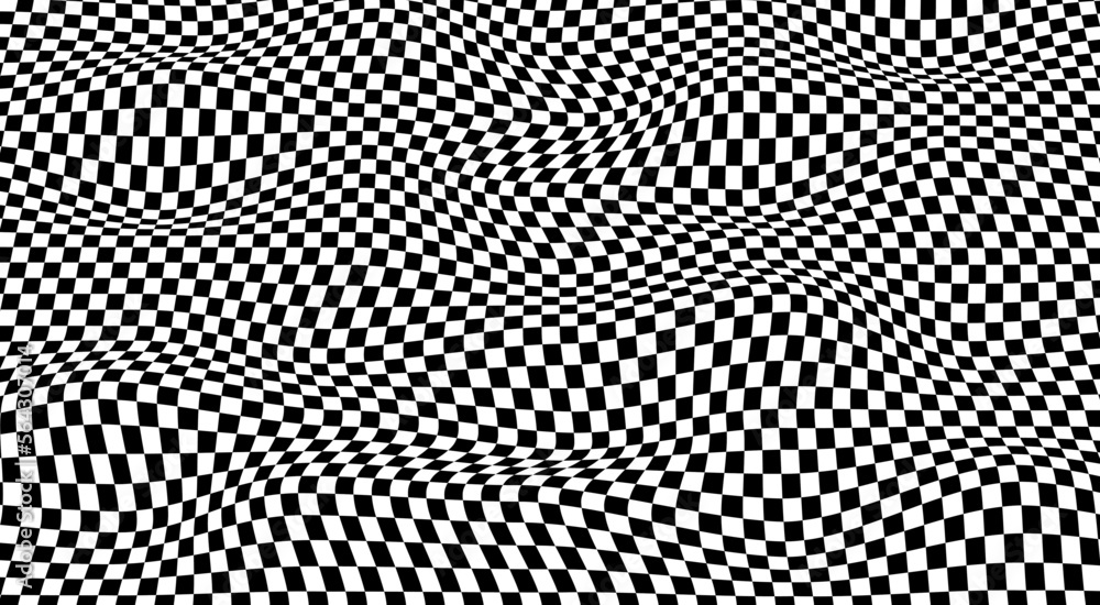 Checkered black and white seamless pattern with optical illusion effect ...